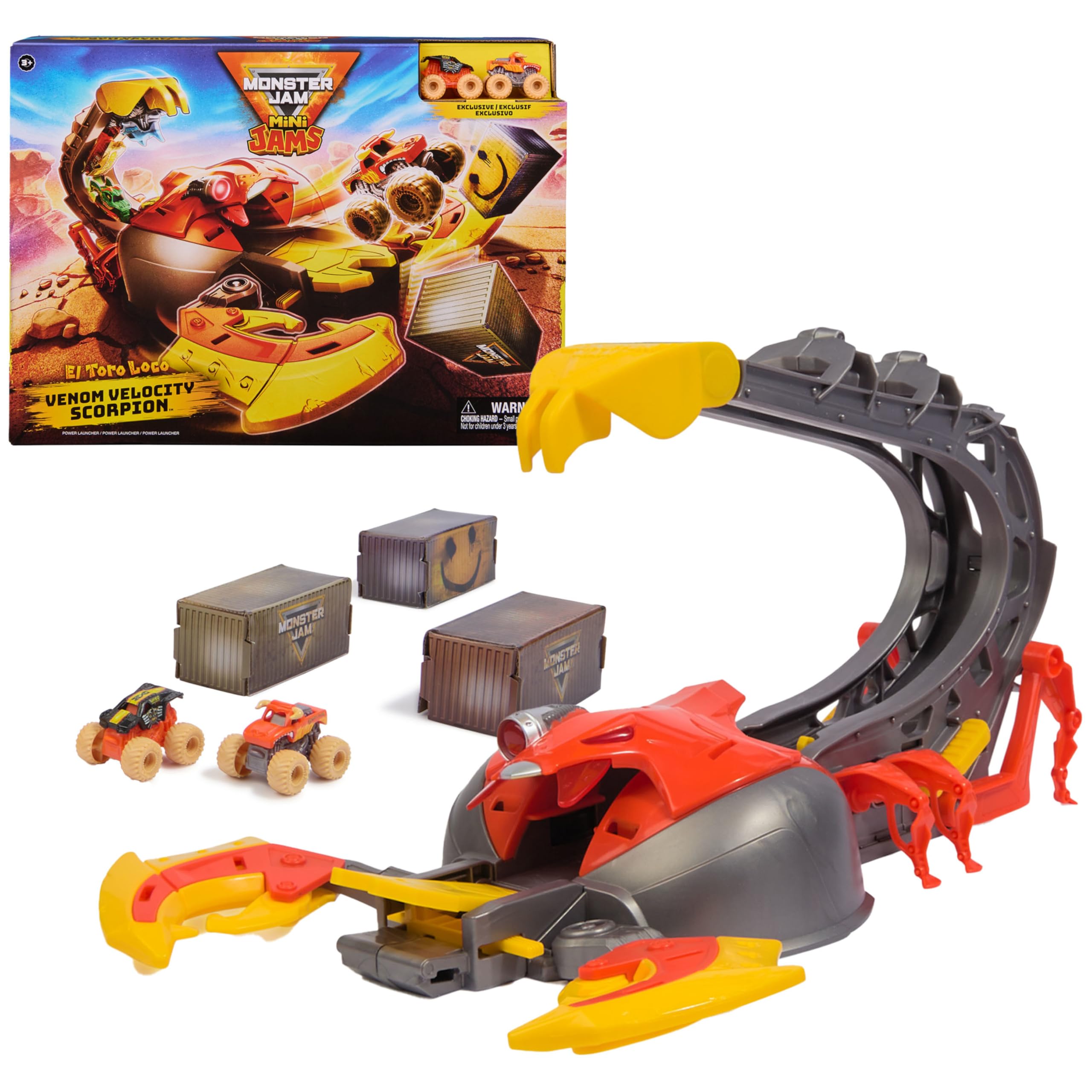 Monster Jam Mini, El Toro Loco Venom Velocity Scorpion Playset, 2 ...