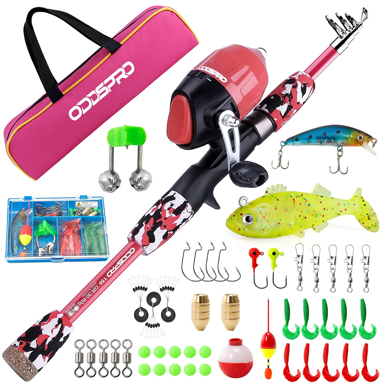 ODDSPRO Kids Fishing Pole - Kids Fishing Starter Kit - with Tackle Box ...