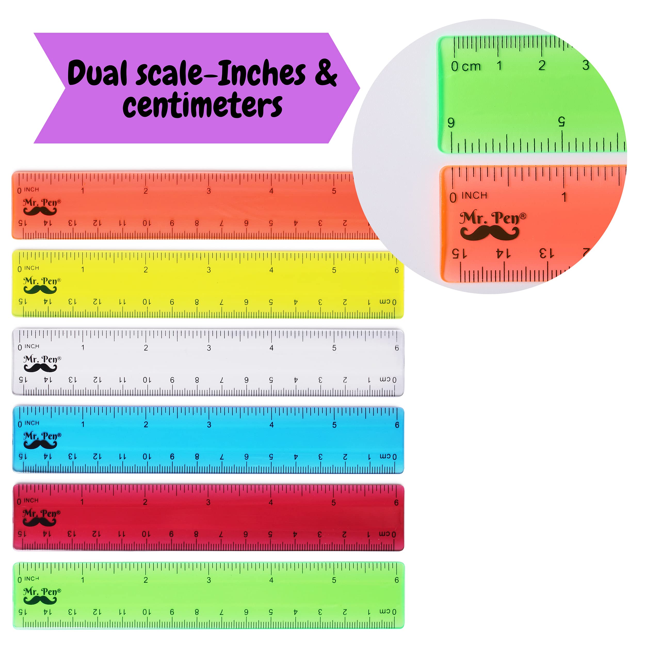 Mua Mr. Pen-, 6 inch, 6 Pack, Assorted Colors. Clear, Rulers for School ...