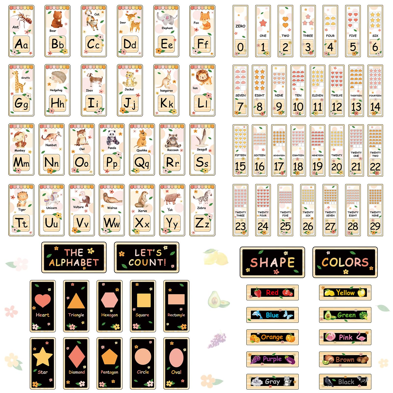 Harloon 80 Pcs Alphabet Bulletin Board Boho Forest Animals Flower ...