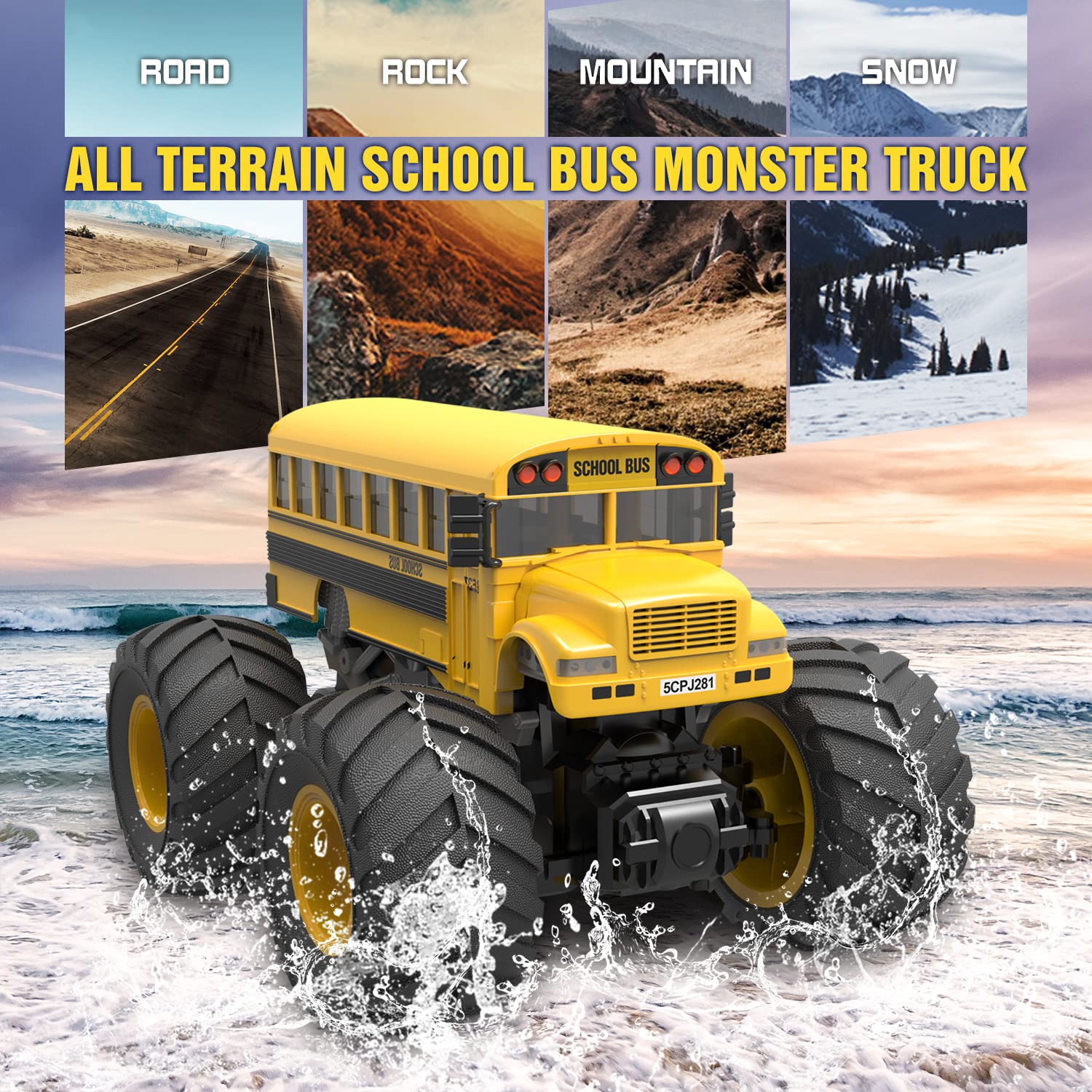 Mua ENFAO School Bus Monster Truck, 1:18 Scale Remote Control Car 2 ...
