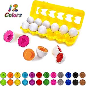 Amazon.com: Color & Shapes Matching Egg Toy - Shape Sorting & Color ...