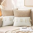 Amazon.com: Merrycolor Boho Throw Pillow Covers 18 X 18 Set of 2 with Tassels Beige Neutral ...