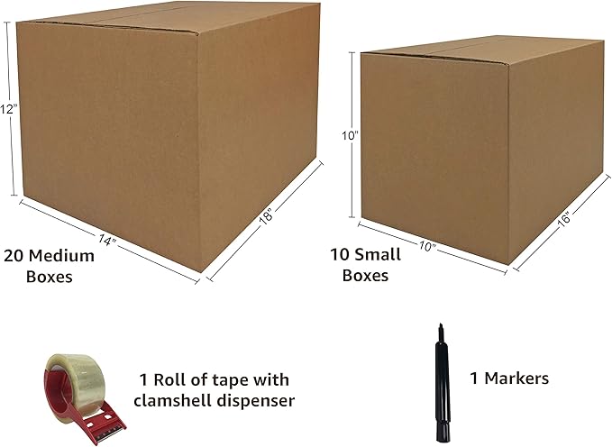 Amazon.com : uBoxes Moving Boxes - Value Economy Kit #2 Qty: 30 Boxes ...