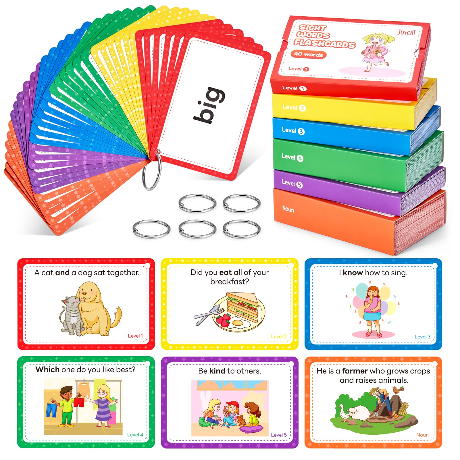 Mua Sight Words Kids Educational Flash Cards with Pictures & Sentences ...