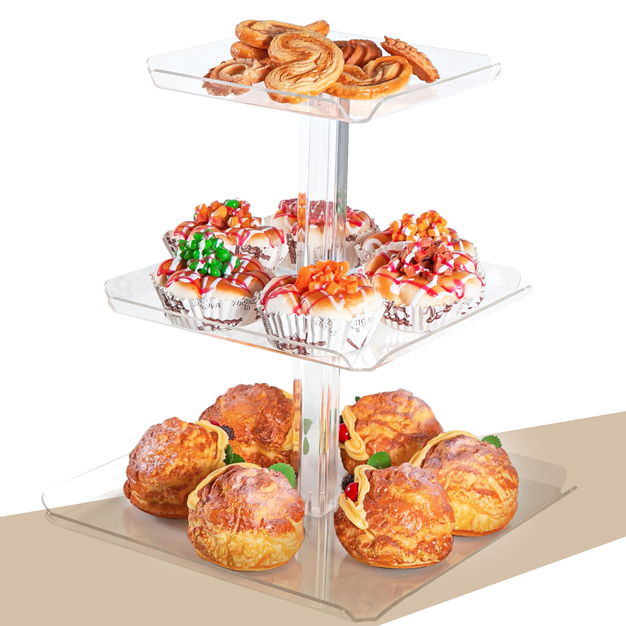 HeiMma 3 Tier Cupcake Tower Stand for 24 Cupcakes, Acrylic Cup Cake ...