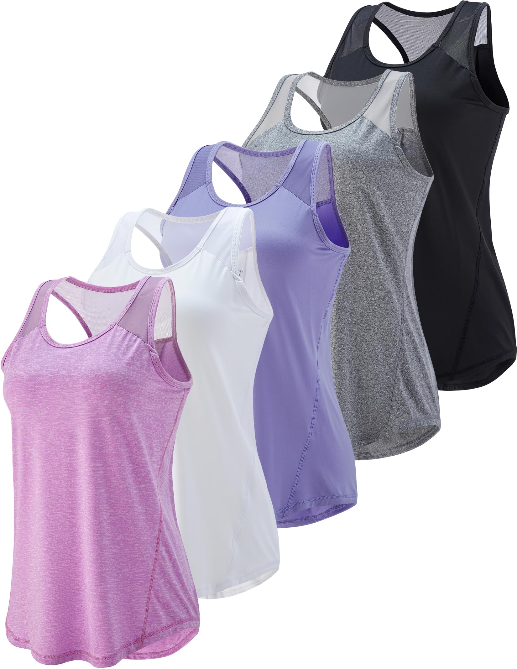 5 Pack Women's Workout Tops, Athletic Racerback Tank Tops for Women ...
