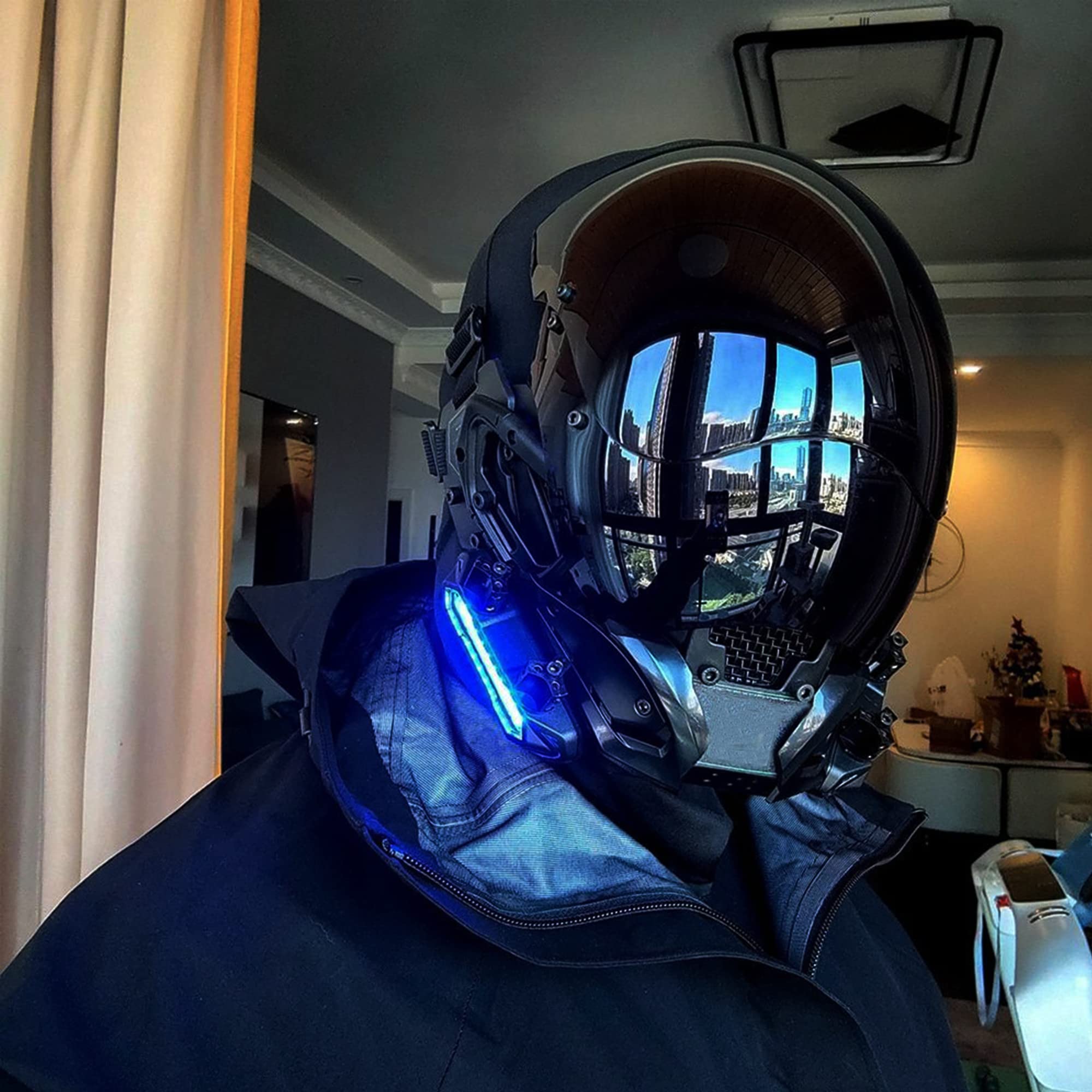 Mua Punk Gothic Cyber Helmet Mask for Men,Techwear mask, Halloween ...