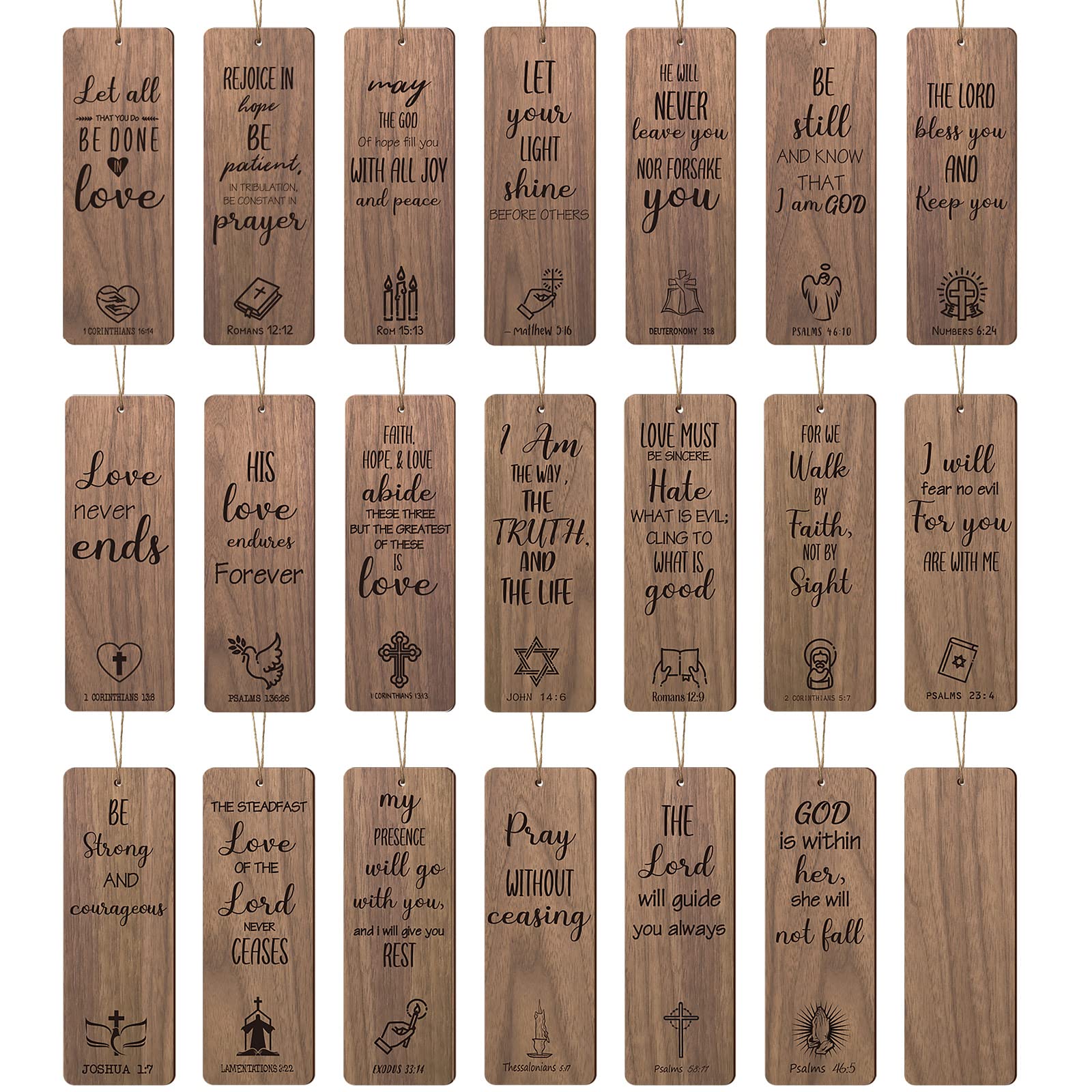 40 Pieces Religious Bookmarks Vintage Wooden Christian Bookmarks ...
