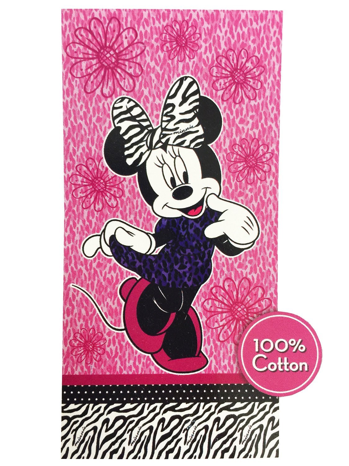 Amazon.com: Disney Minnie Mouse Beach Towel Diva Zebra Print: Home ...