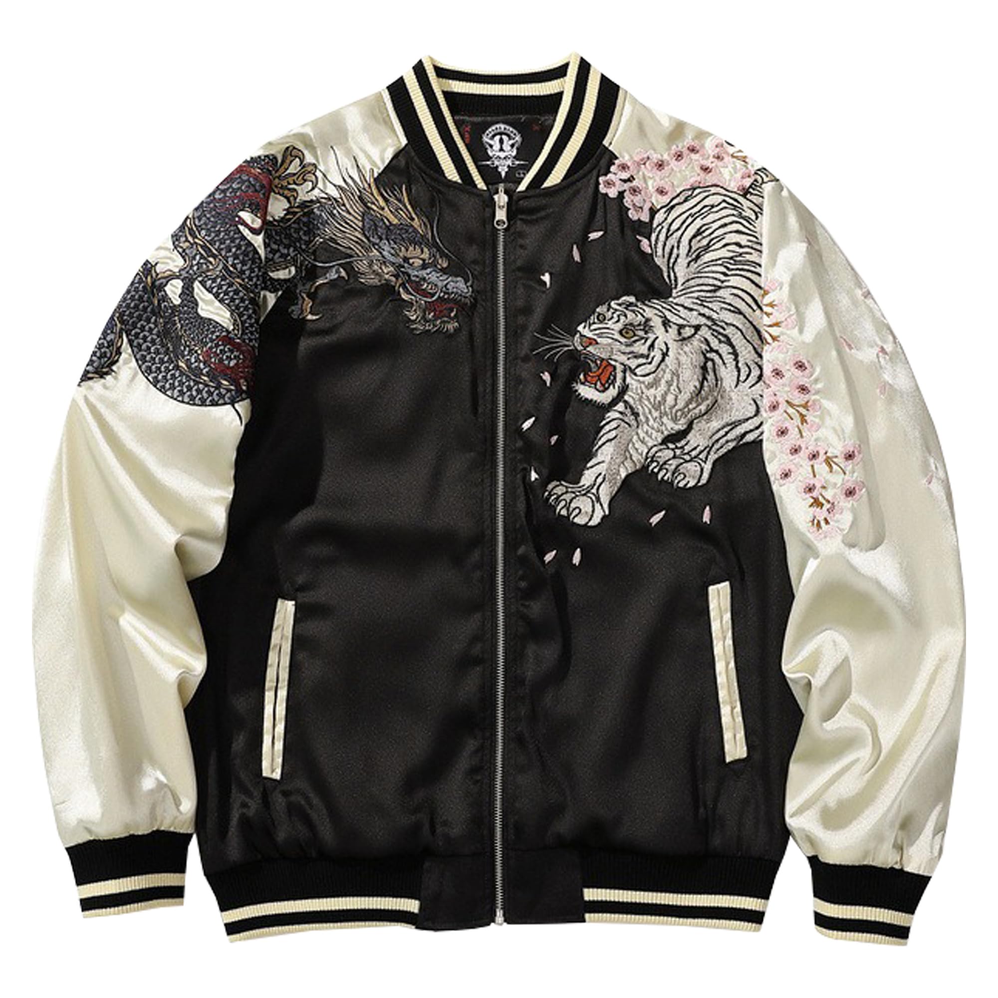 HaiZi XiHuan Cool Dragon Sukajan Jacket Tiger Embroidered Jackets For ...