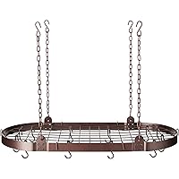 Amazon.com: Old Dutch Oval Hanging Pot Rack with Grid & 24 Hooks, Satin ...