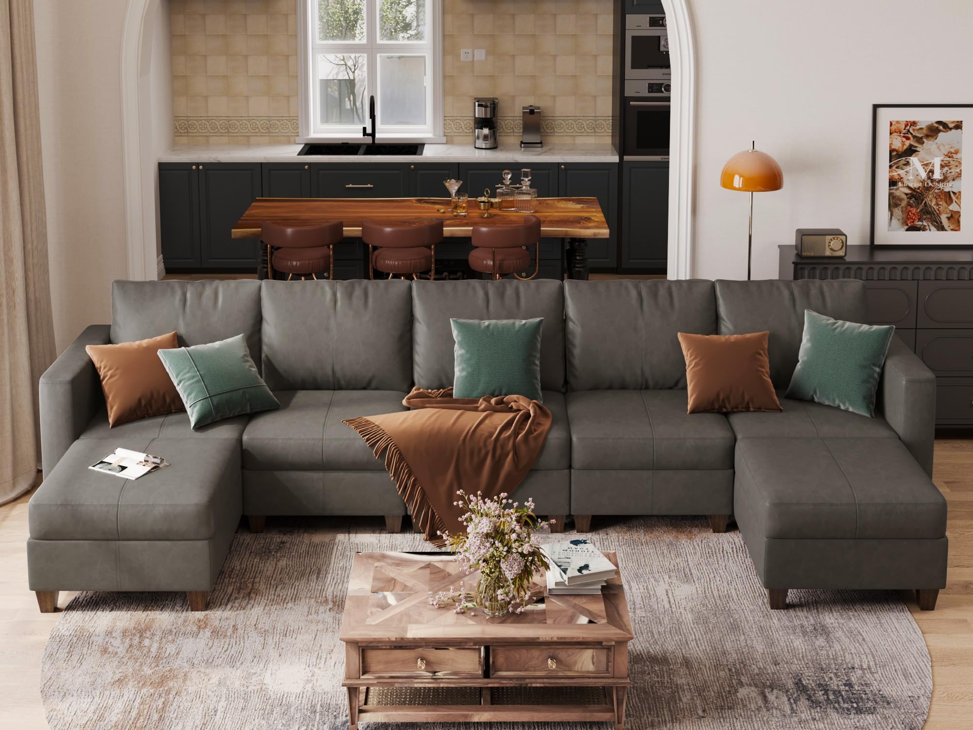 BOX 6 / 6 ONLY EASE MOOSE Faux Leather Sectional, Modular Sectional ...