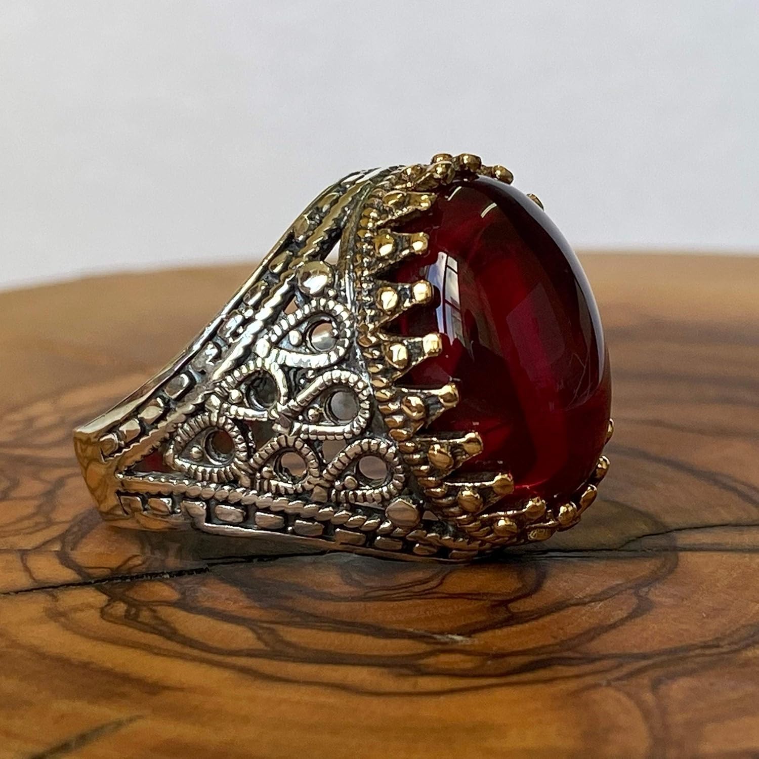 Amazon.com: Handmade Turkish 925 Sterling Silver & Smooth Oval Cut ...