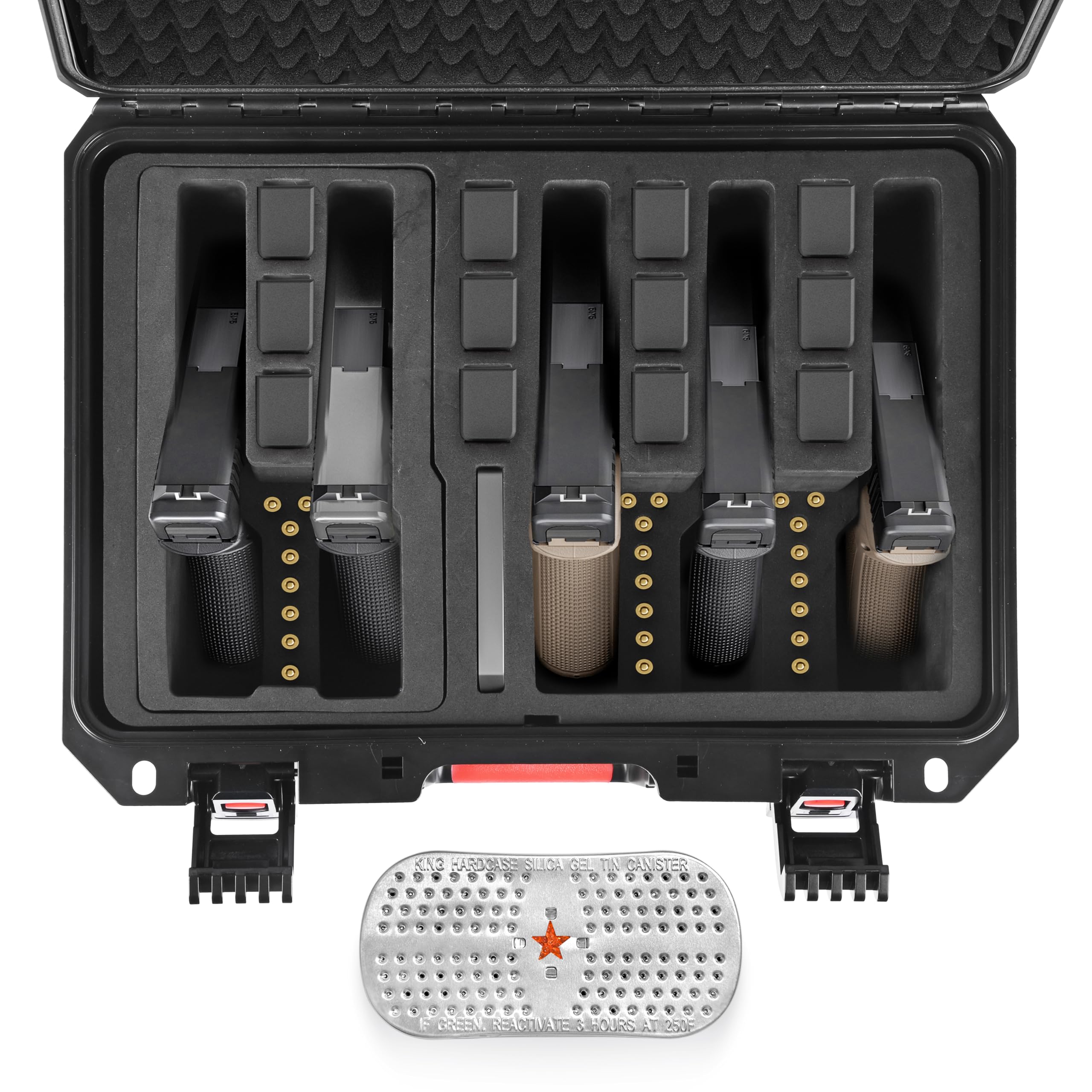Kinghardcase Hand Gun Case 5 Pistol Case for Handguns & 12 Magazine Pre ...