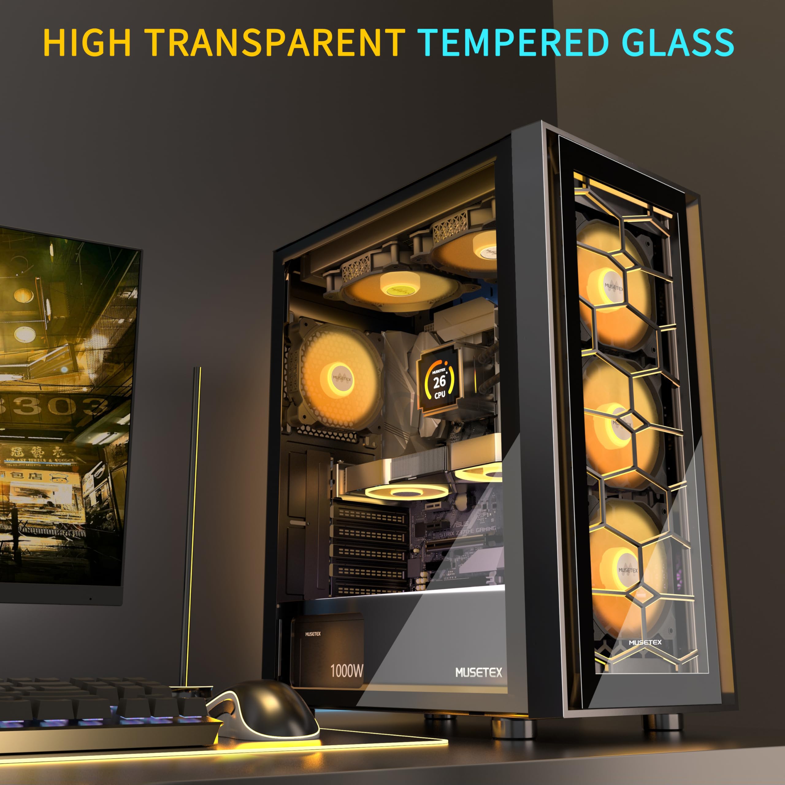 Mua MUSETEX ATX PC Case Mid-Tower with 6pcs 120mm ARGB Fans, Computer ...