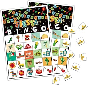 Amazon.com: Cinco de Mayo Bingo Game - Fiesta Mexican Birthday Party ...