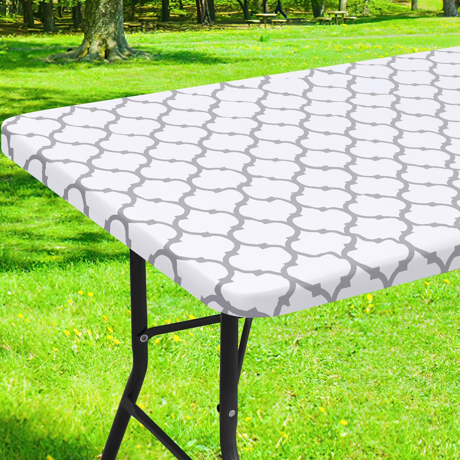 Smiry Rectangle Picnic Table Cover, Waterproof Elastic Fitted Camping ...