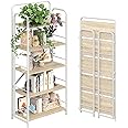 Amazon.com: 4NM No Assembly Folding Bookshelf, 5 Tier Vintage ...