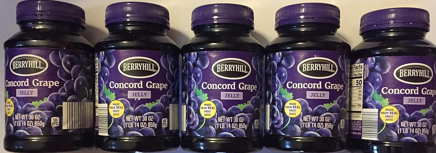 Amazon.com : BERRYHILL Concord Grape Jelly 5 Ct Jars : Grocery ...