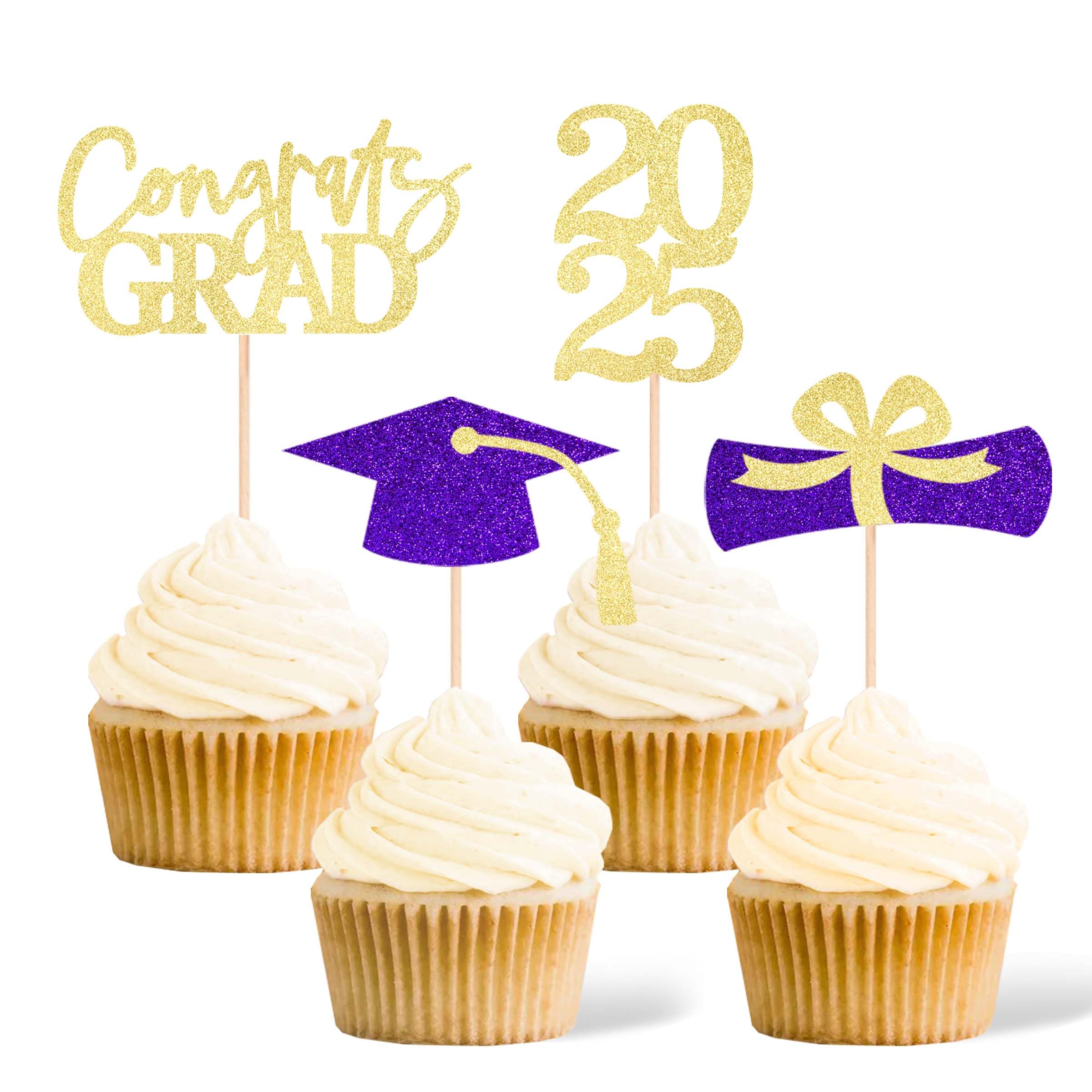 Class of 2025 Graduation Decoration Party Cupcake Toppers, Double-sided ...
