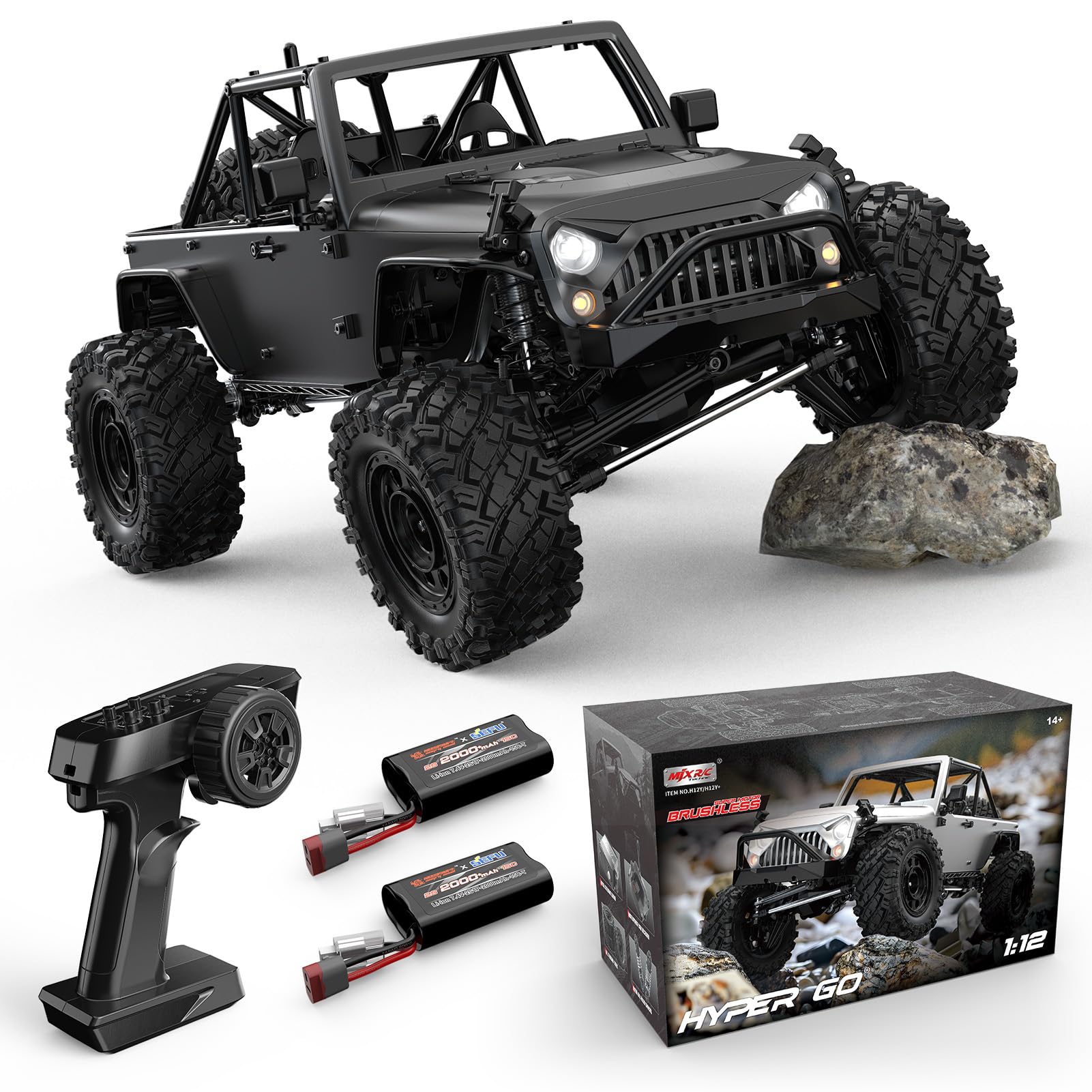 HYPER GO H12Y 1/12 Brushless 4X4 RC Rock Crawlers for Adults, Metal ...