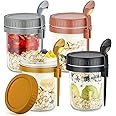 Amazon.com: DRKIO 4 Pack Glass Overnight Oats Containers with Lids and Spoons 16 Oz Mason Jars ...