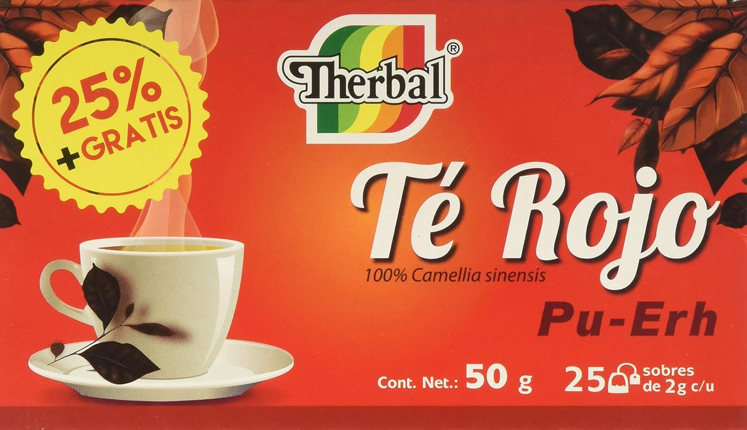 Therbal Té Rojo Pu Erh, 25 sobres: Amazon.com.mx: Alimentos y Bebidas