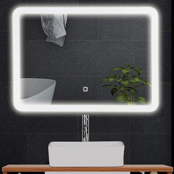 Amazon.com: Tangkula LED Bathroom Mirror, Rounded Arc Corner Rectangle ...