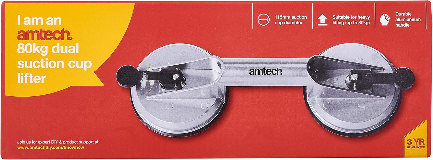 Amtech AM-J1890 Hand Tools, Transparent, 80kg dual cup suction lifter – BigaMart