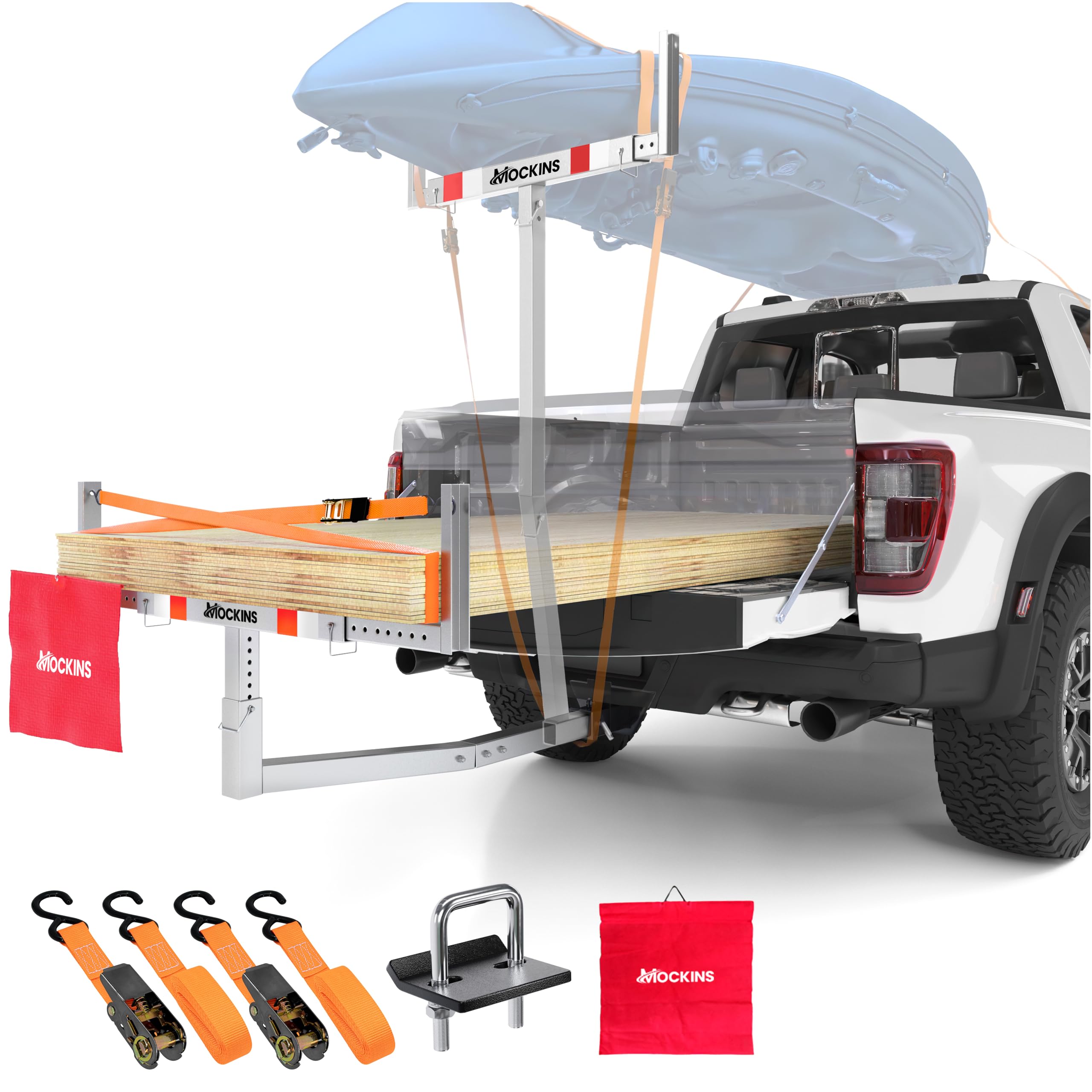 Mockins 750Lbs. Cap Truck Bed Extender Hitch Mount |2-in-1 All-Weather ...