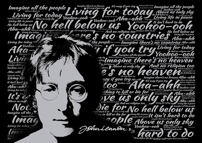 John Lennon - Imagine - Lyrics Poster - Pop Star Legend Superstar King ...