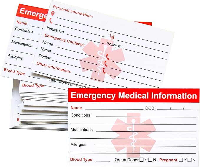 Amazon.com : RXBC2011 Emergency Medical Information Card Pack of 30 ...