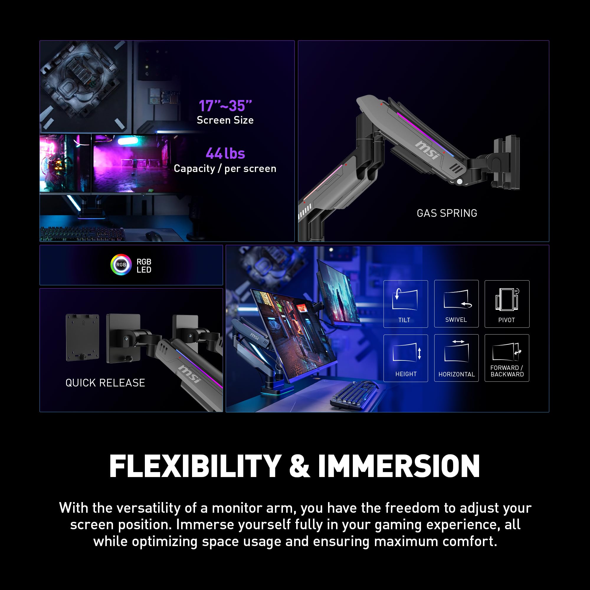 Mua MSI MPG MT201DR - Premium RGB Dual Monitor Stand Arms, 17-35 ...