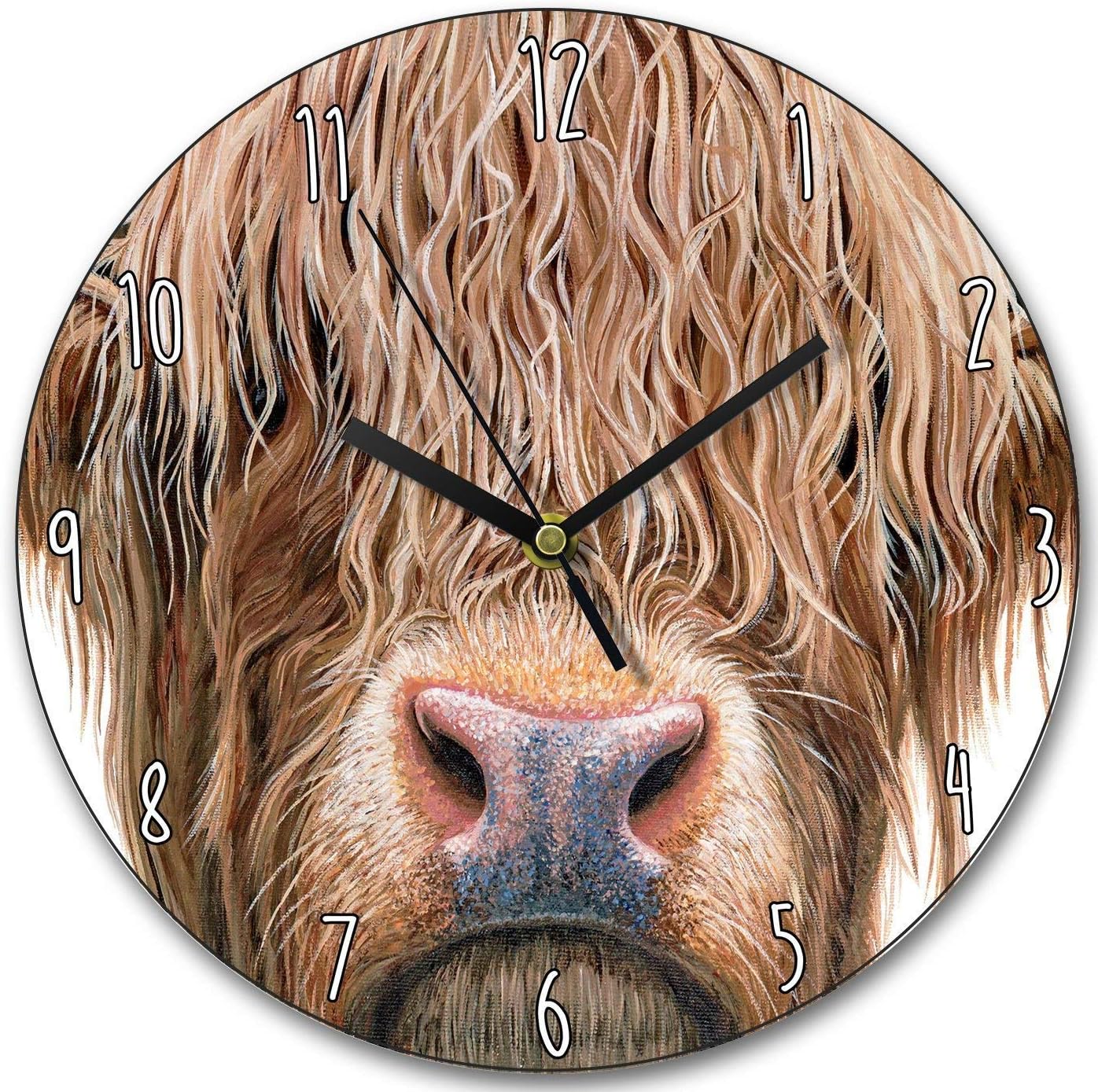 Toll2452 Beautiful Wooden Highland Cow Clock Scottish Cow Wall Clock ...
