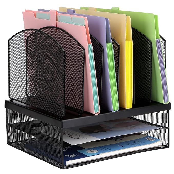 TOROTON Mesh Desktop File Sorter Organizer, Desk File Tray Organizer ...