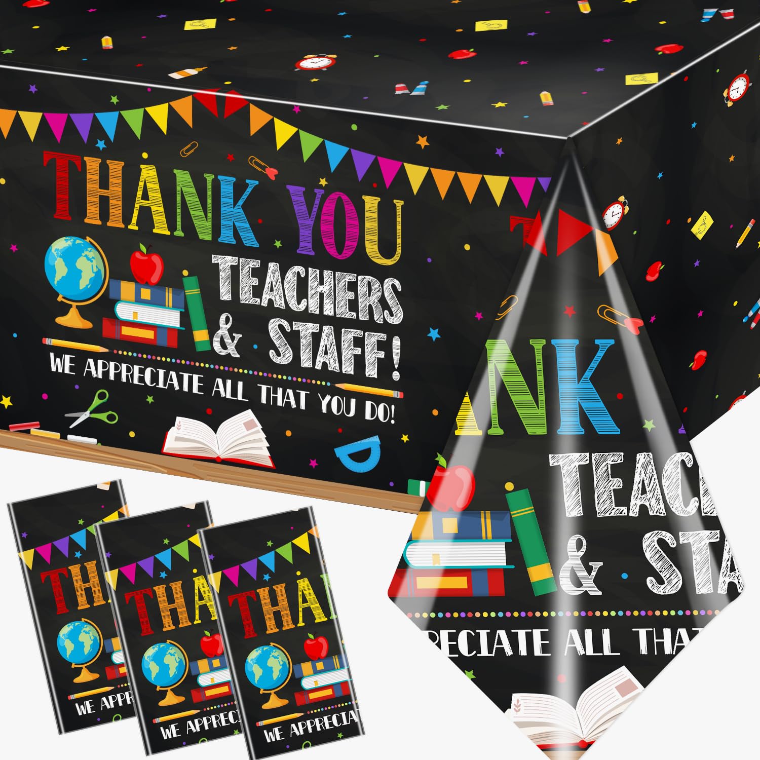 3Pcs Teacher Appreciation Tablecloth,Teacher Appreciation Party ...