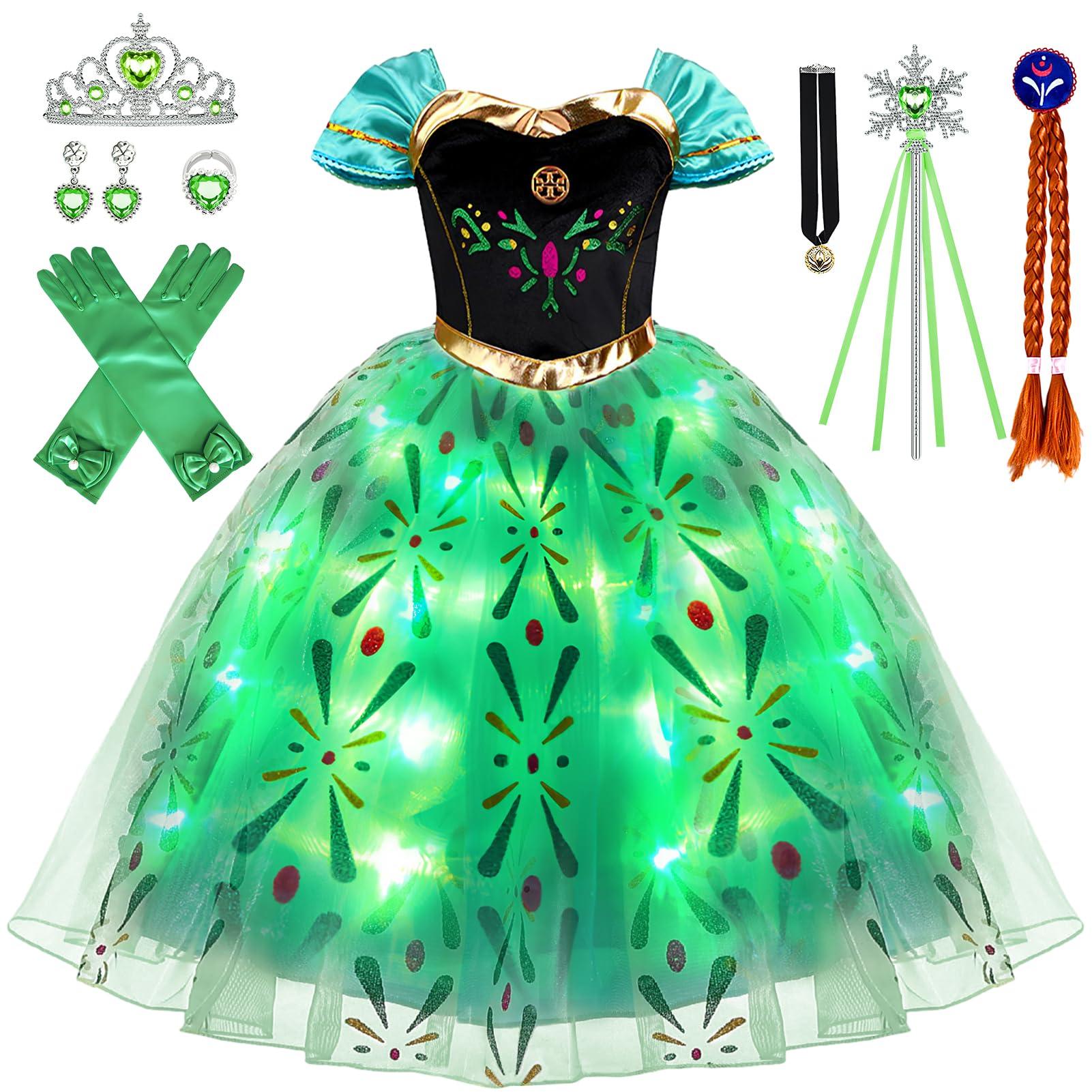Latocos 10pcs Light Up Princess Costume for Girls Kids Princess Dress ...