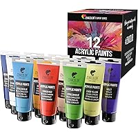 Amazon.com: Large Acrylic Paint Set, 12 Tubes of 4 Oz / 120mL, 12 ...