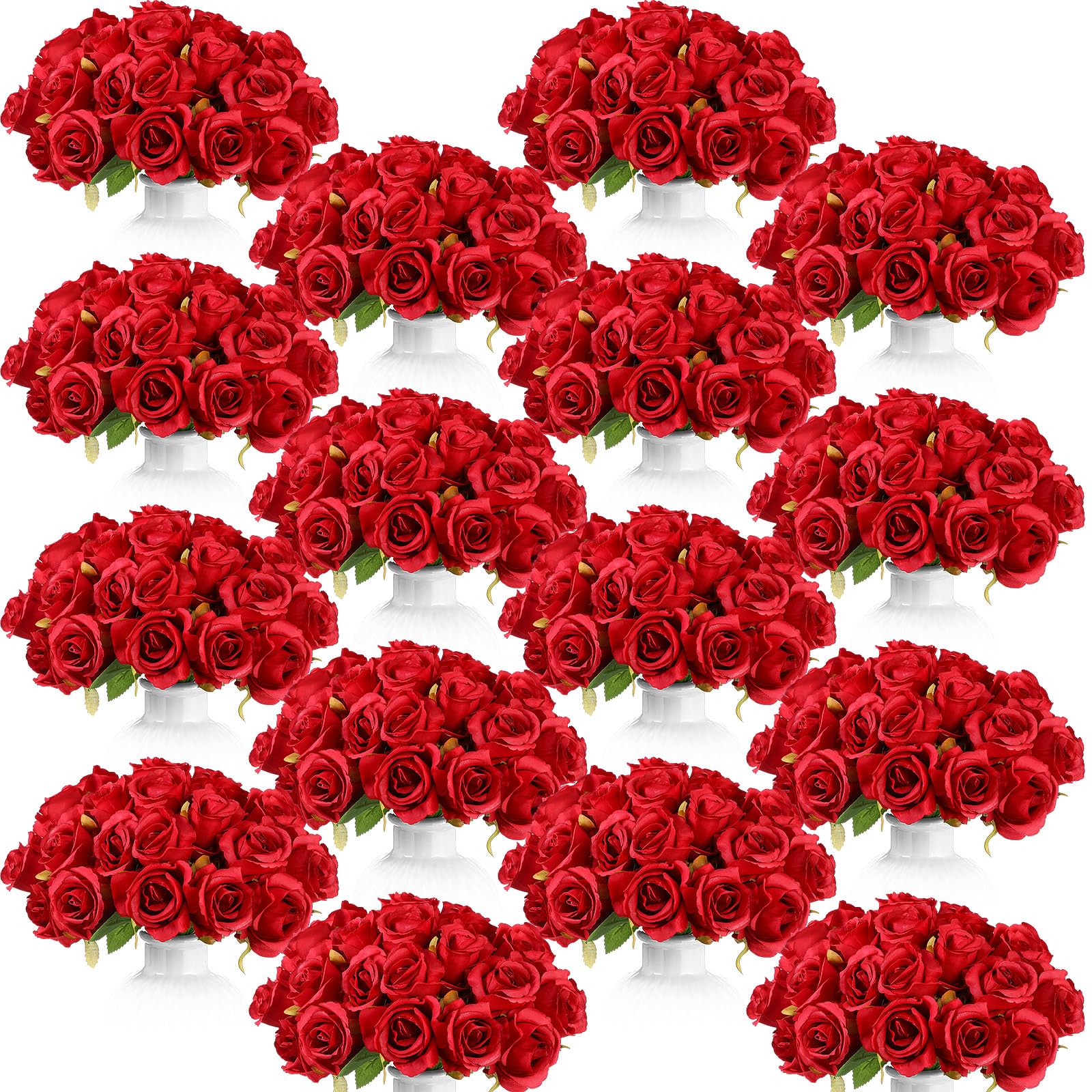 Jexine 240 Pcs Artificial Rose Flowers Bouquet Rose Silk Realistic ...