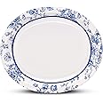 Amazon.com: Gift Boutique 50 Blue Floral Oval Paper Plates 10" X 12 ...