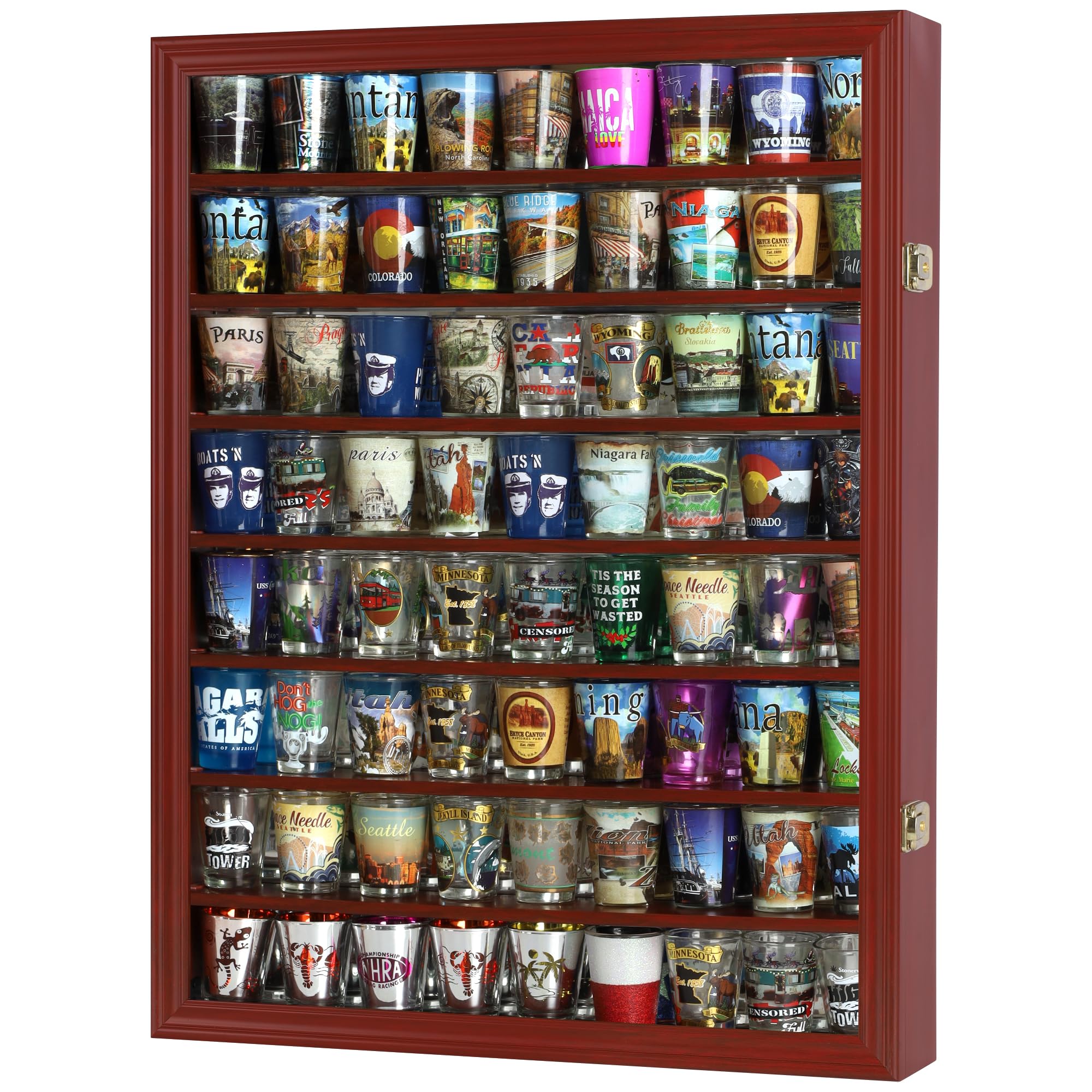 Maple Home Shot Glass Display Case Wall Shot Glass Cabinet Rack Holder ...