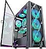 MUSETEX ATX PC Case Pre-Install 6 PWM ARGB Fans, Polygonal Mesh ...