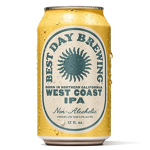Best Day Brewing Craft Non Alcoholic Beer, West Coast IPA, 12 Pack, Low ...
