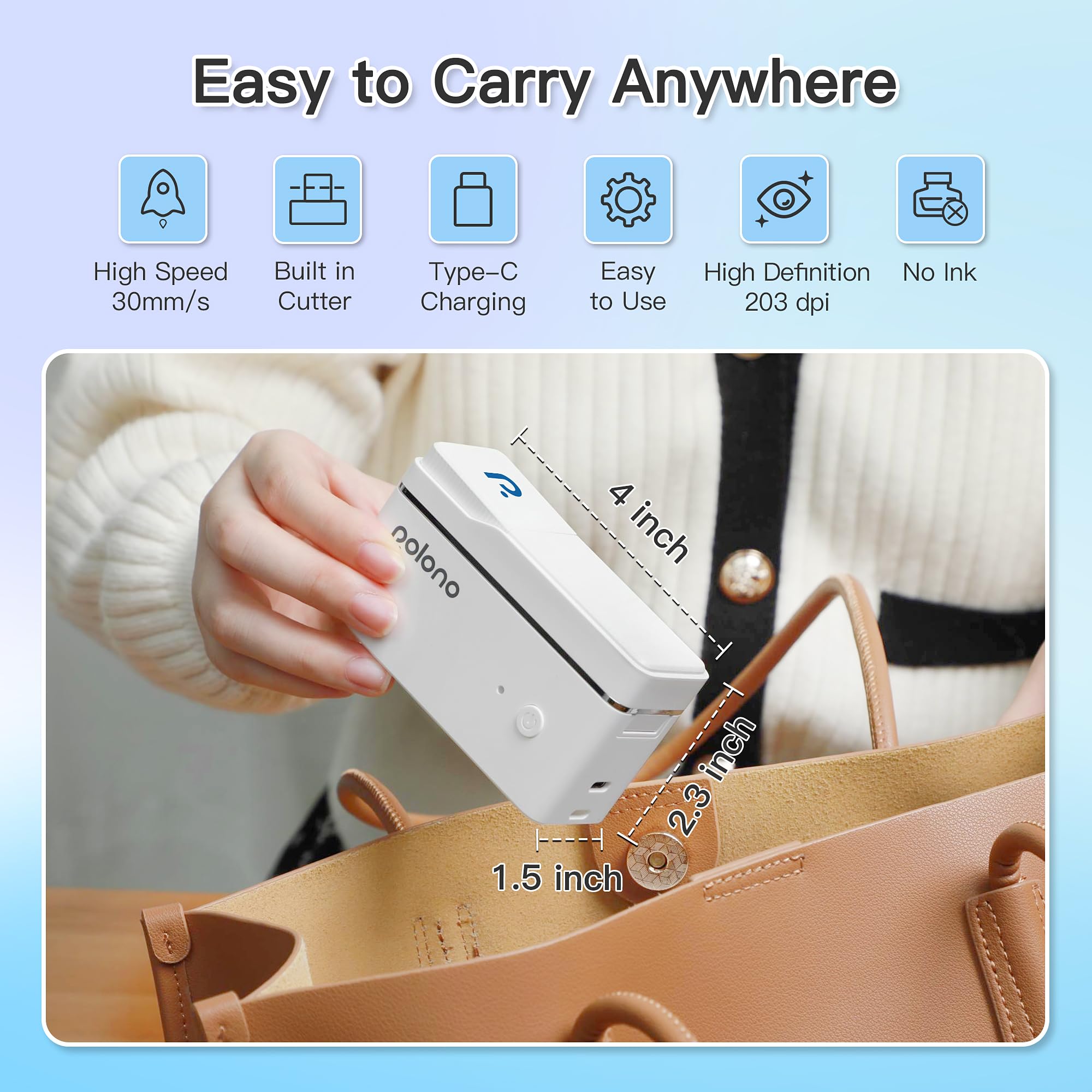 Mua POLONO P31S Label Maker Machine with Tape, Portable Thermal Printer ...