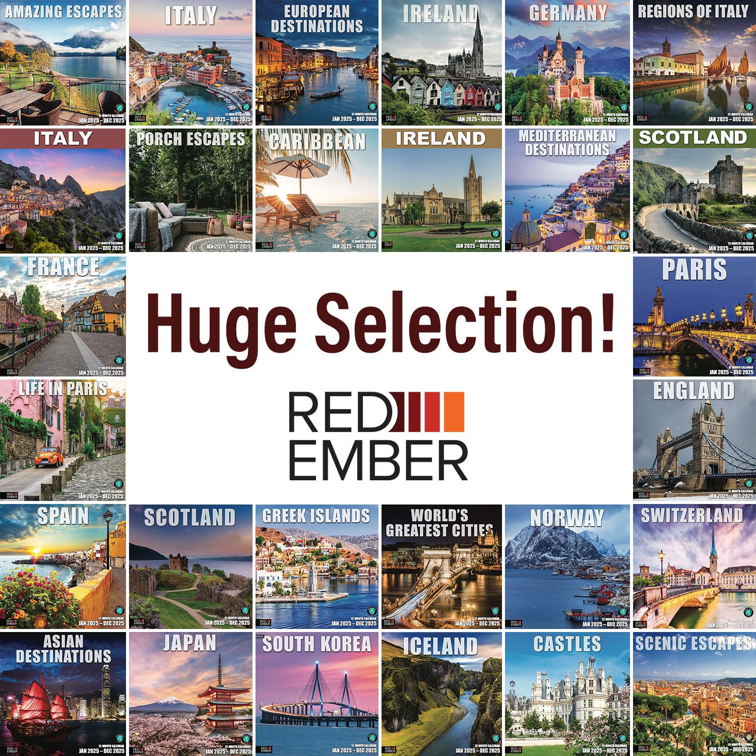RED EMBER World's Greatest Cities 2025 Wall Calendar 12 Month | 12" X ...
