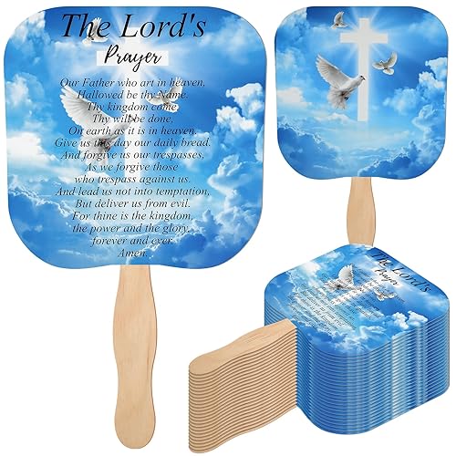Sherr 50 Pcs Christian Church Fans Bulk The Lord's Prayer Church Fans ...