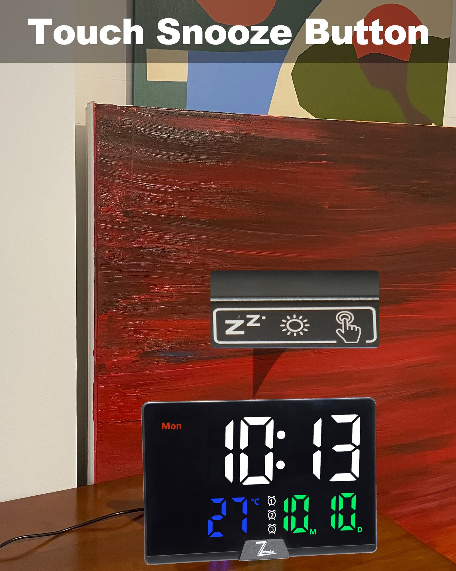 Mua Colorful Digital Alarm Clock, Large Number Calendar Clock with Date ...