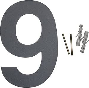 Signo para casa (Acero Inoxidable), diseño de número 9, Color Gris ...