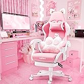 Amazon.com: Vigosit Cute Kawaii Gaming Chair with Cat Paw Lumbar ...